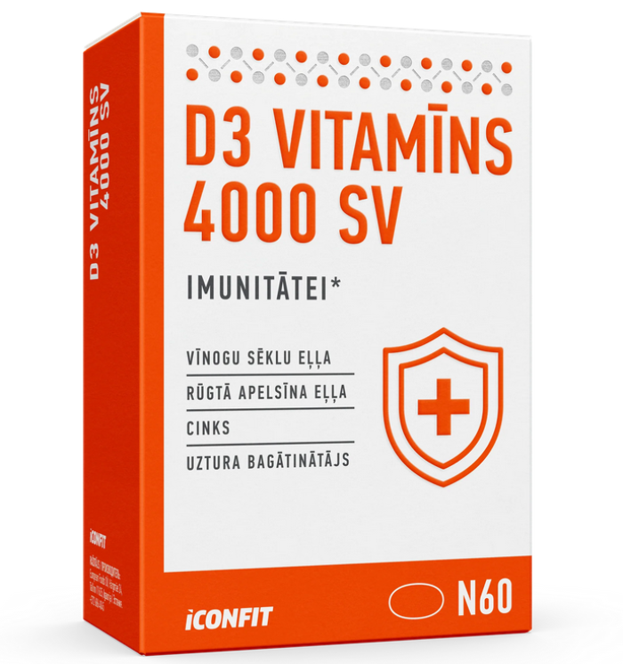 D3 VITAMĪNS 4000SV - imunitātei - 60 kapsulas