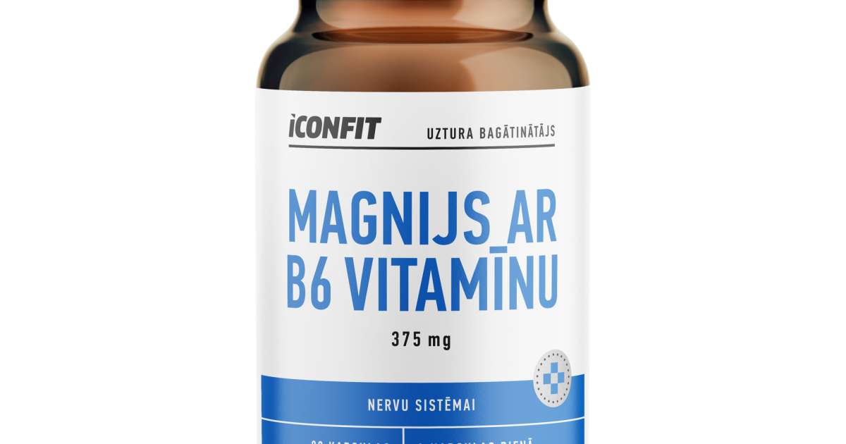 Magnijs ar B6 vitamīnu palīdz mazināt nogurumu un izsīkumu - 90 kapsulas